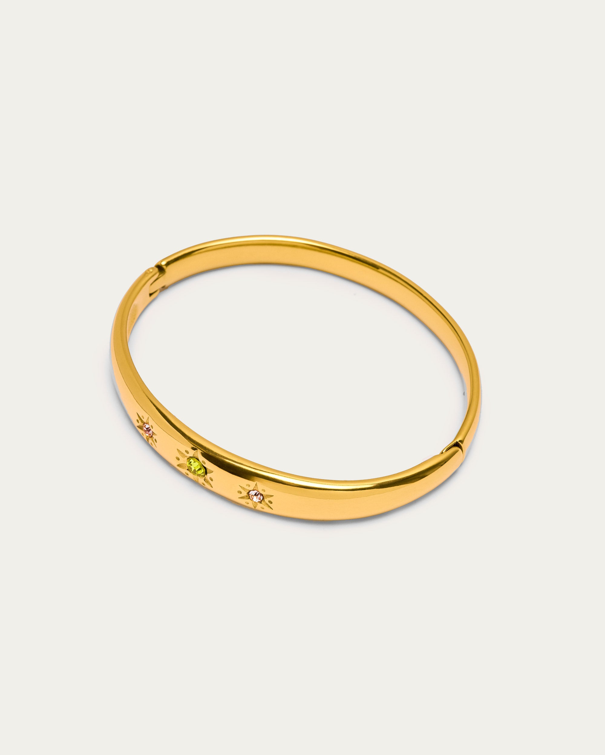 Minimal Gold Coloured Stone Bangle – Tashola